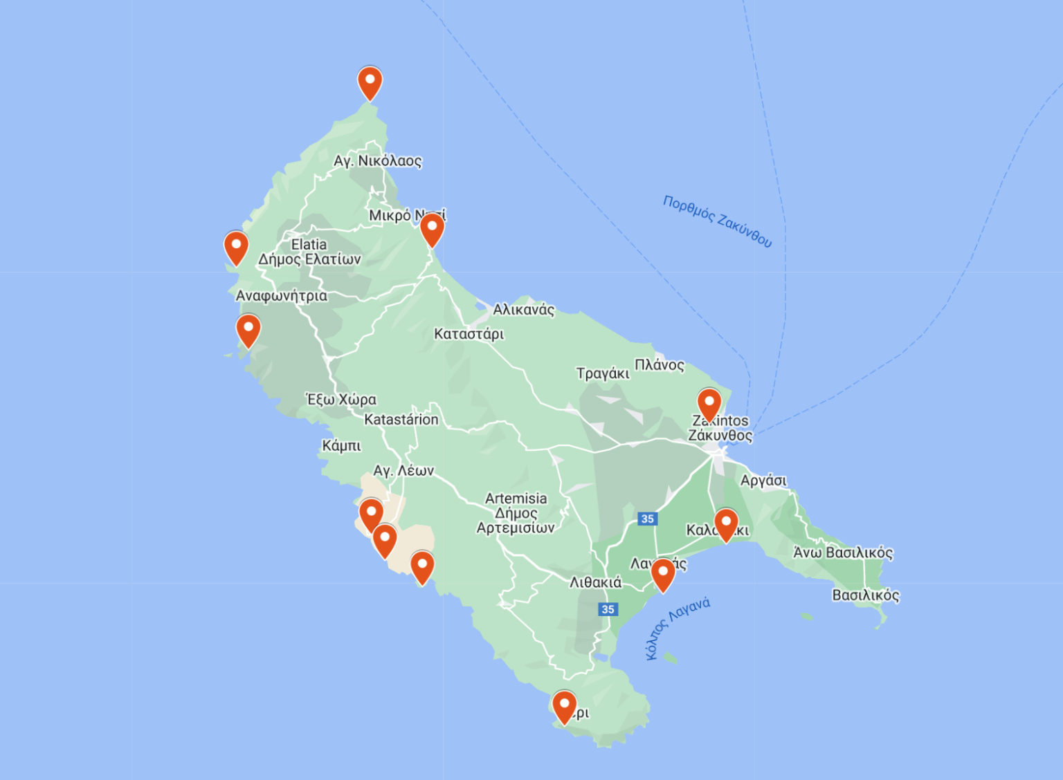 Zakynthos atrakcje: top 12 miejsc (+ mapa)